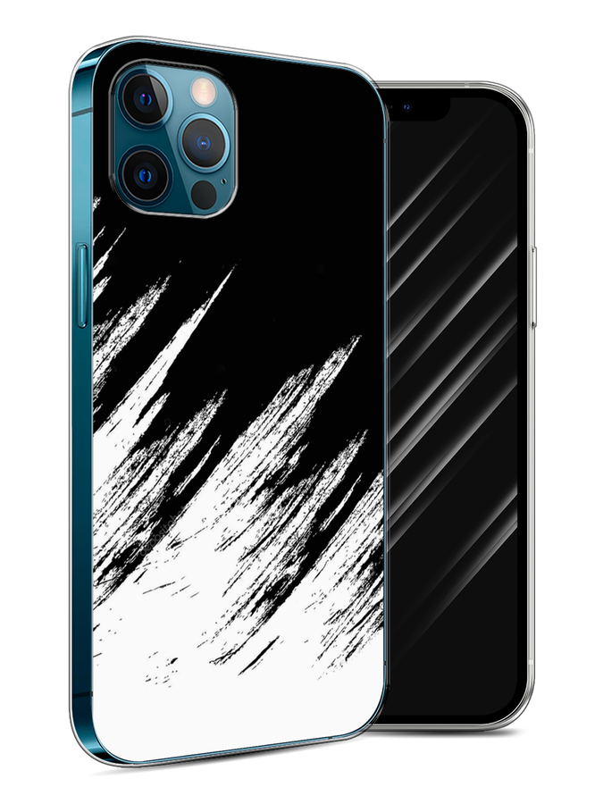 Чехол Awog на Apple iPhone 12 / Айфон 12 "Черно белые брызги"