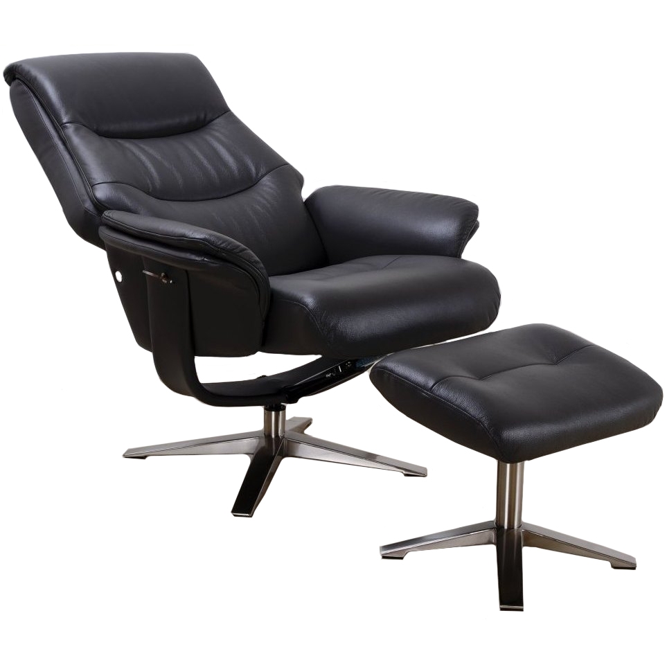 Кресло реклайнер механическое Falto Relax Boss 7826A с пуфом для ног - черное (кожа)