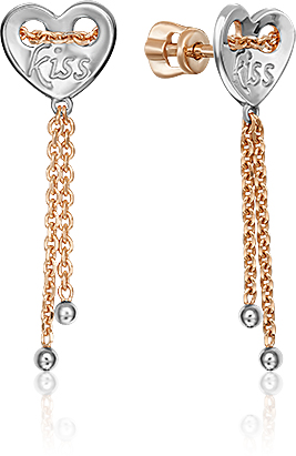 Серьги подвески из комбинированного золота PLATINA jewelry 02-4373-00-000-1111-63