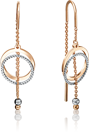 Серьги продевки из комбинированного золота PLATINA jewelry 02-4141-00-000-1111-04