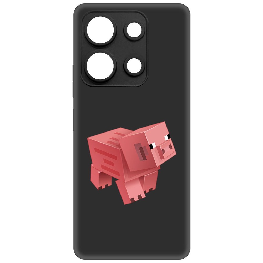 Чехол-накладка Krutoff Soft Case Minecraft-Свинка для INFINIX Note 30 черный