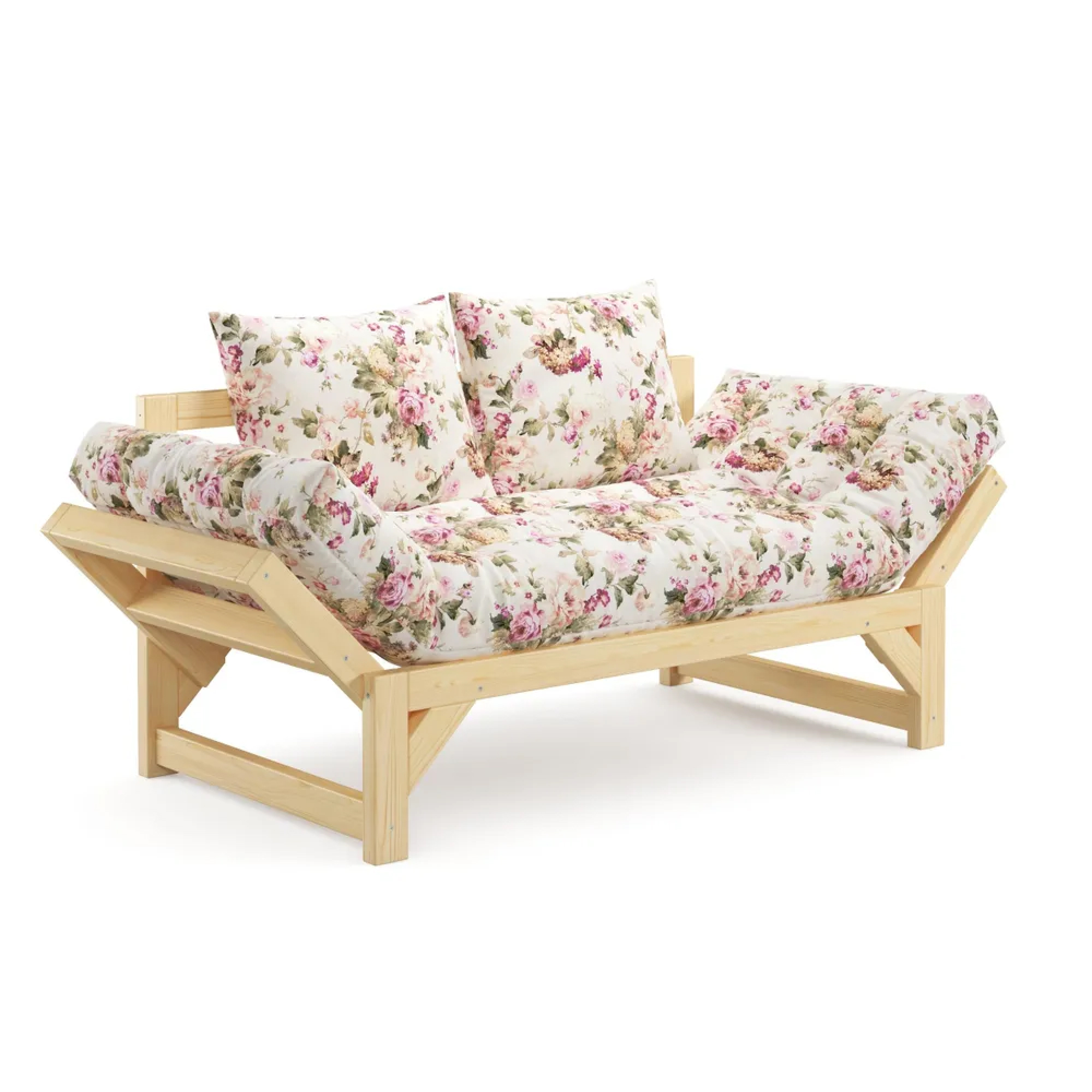 Диван-кровать раскладной Salotti Европа-2, некрашеный, рогожка, ткань Arcadia Rose, принт