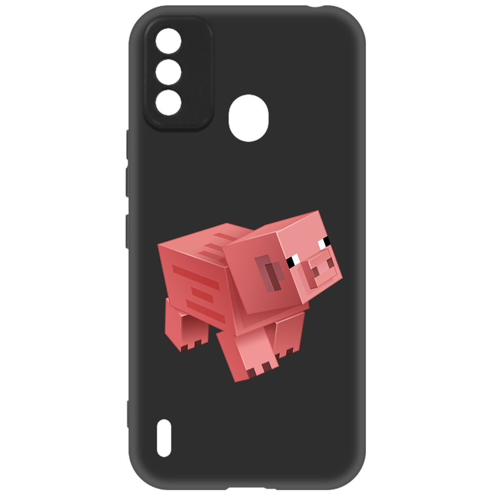 Чехол-накладка Krutoff Soft Case Minecraft-Свинка для ITEL A48 черный