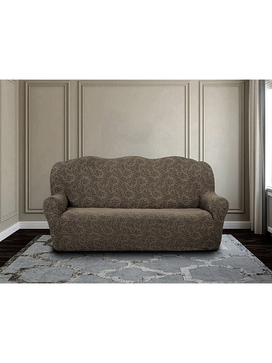 Чехол "Жаккард" на 3-х местный диван KARTEKS 524/110.010, серо-коричневый
