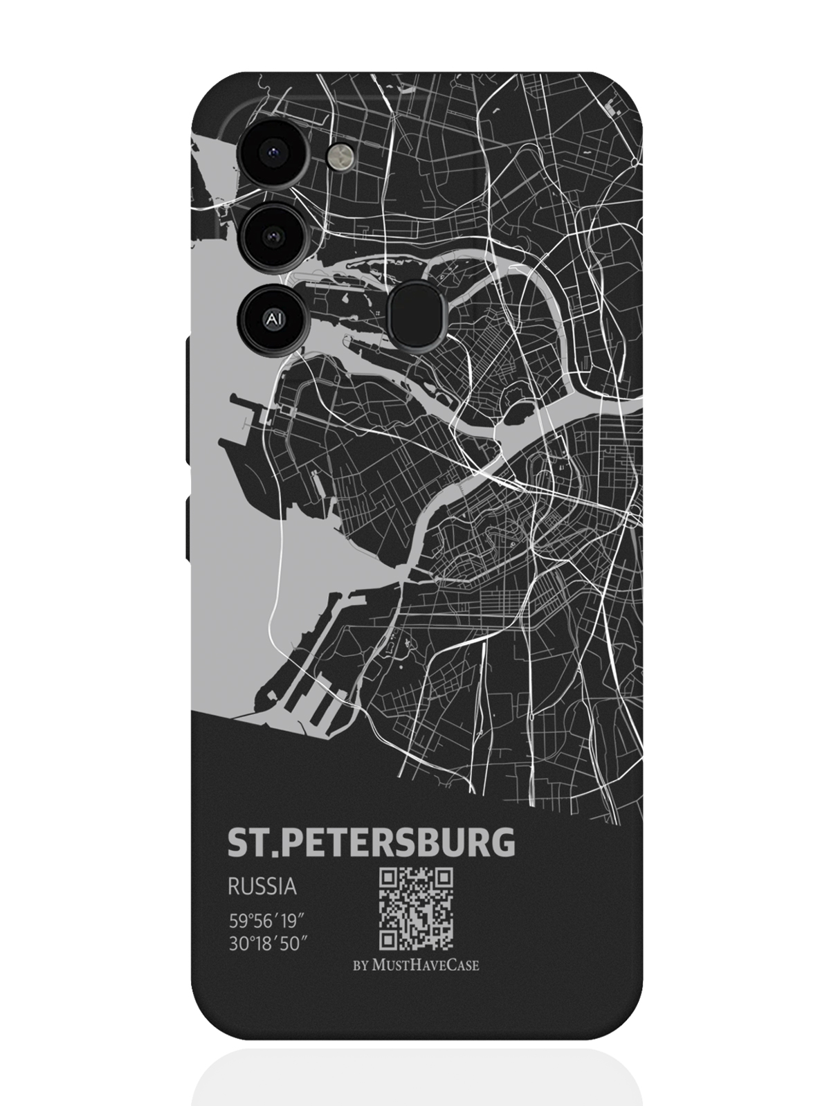 Чехол MustHaveCase для Tecno Spark 9 Карта Санкт-Петербурга черный