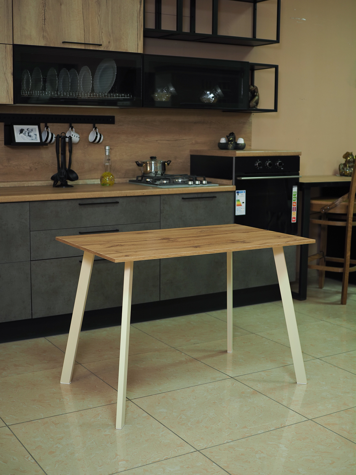 Стол Слим 2 кухонный нераздвижной в стиле лофт Frenesie, ЛДСП дуб вотан, 110x70x75 см.