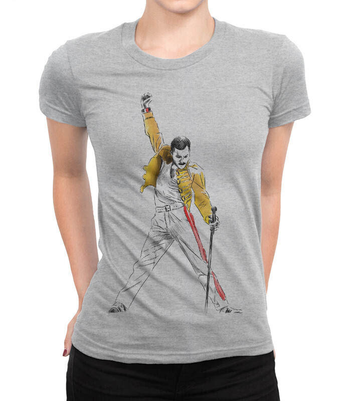 Футболка женская Dream Shirts Фредди Меркьюри Queen 1000699-1 серая 3XL