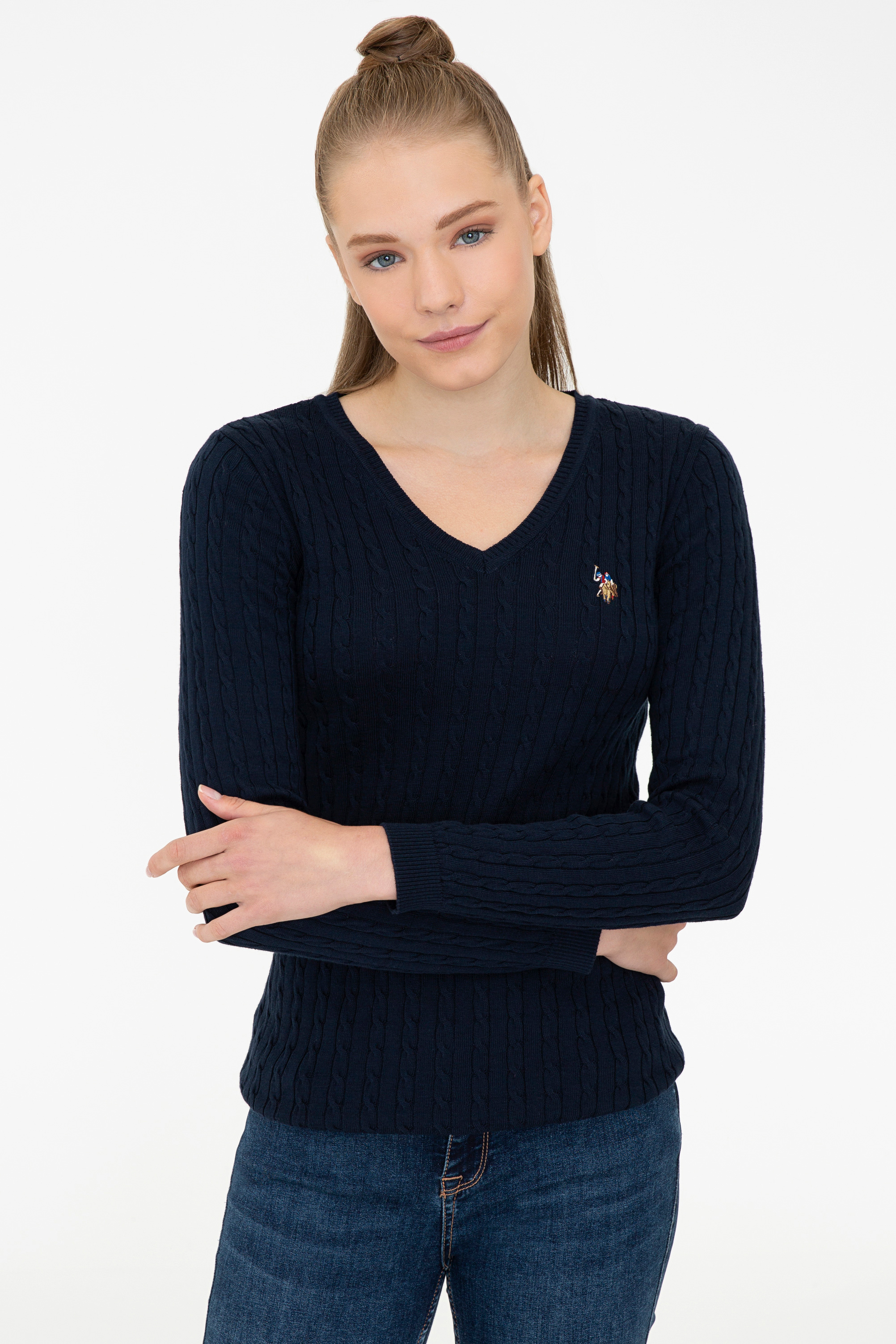 Пуловер женский U.S. POLO Assn. G082SZ0TK0TK03-BSK21 синий XS