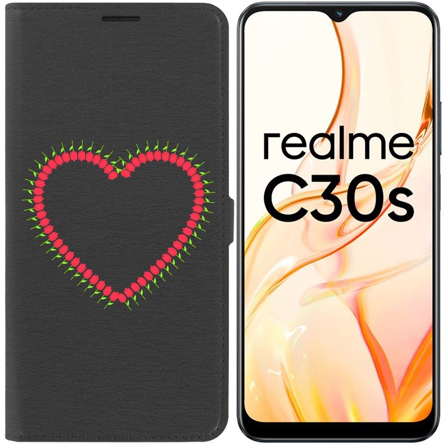 Чехол-книжка Eco Book для Realme C30s Сердце из тюльпанов