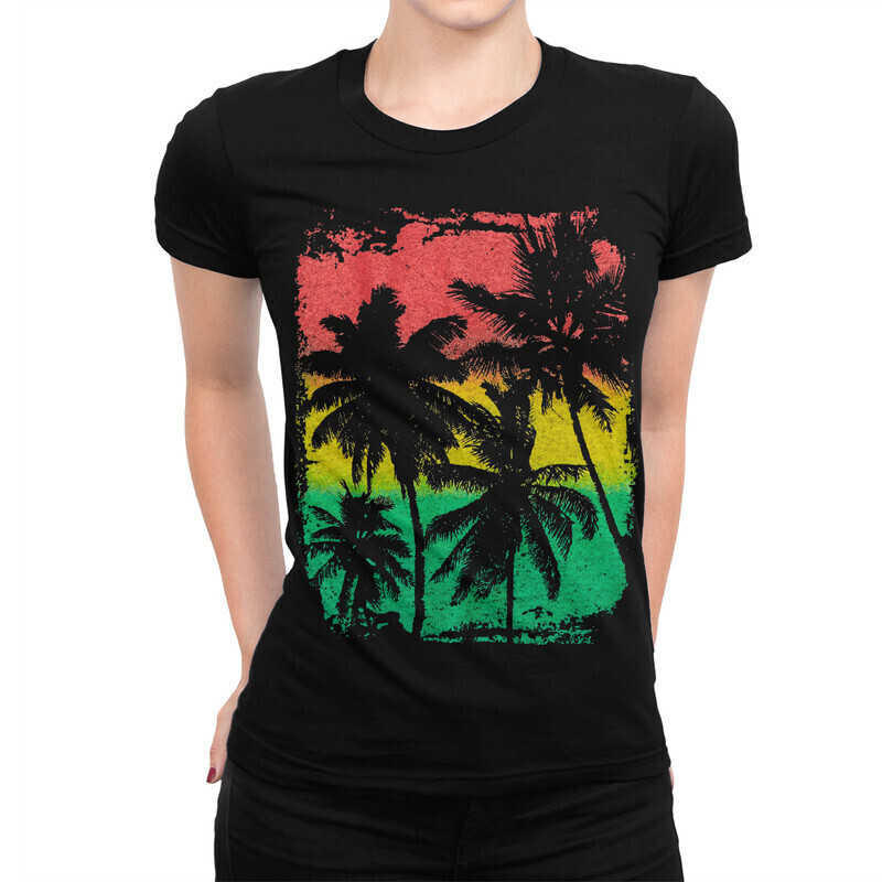 Футболка женская Dream Shirts Ямайка Пальмы 1000119-1 черная XL