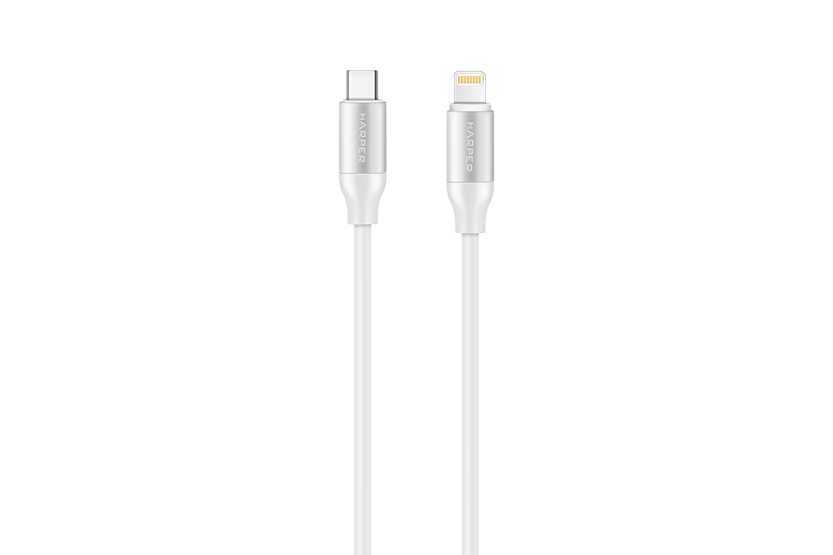 Кабель HARPER SCH-570, USB Type-C (m), Lightning (m), 1.0м, белый