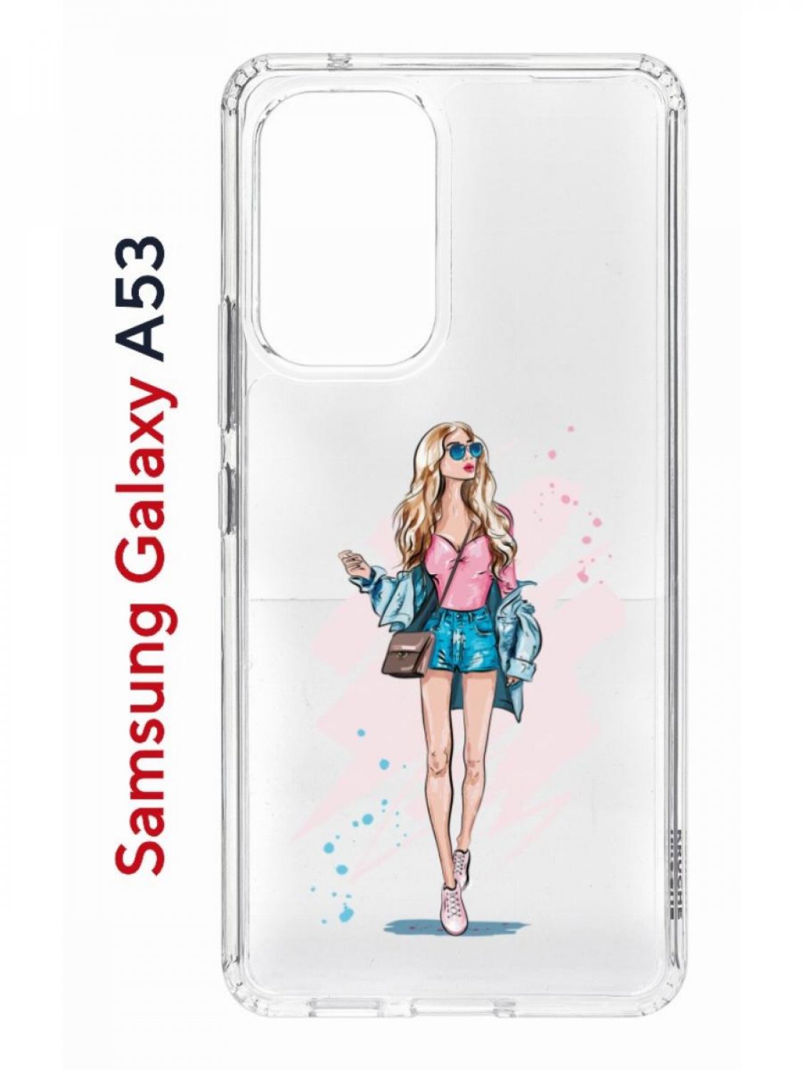 Чехол на Samsung A53 5G Kruche Print Fashion Girl,противоударный бампер,с защитой камеры