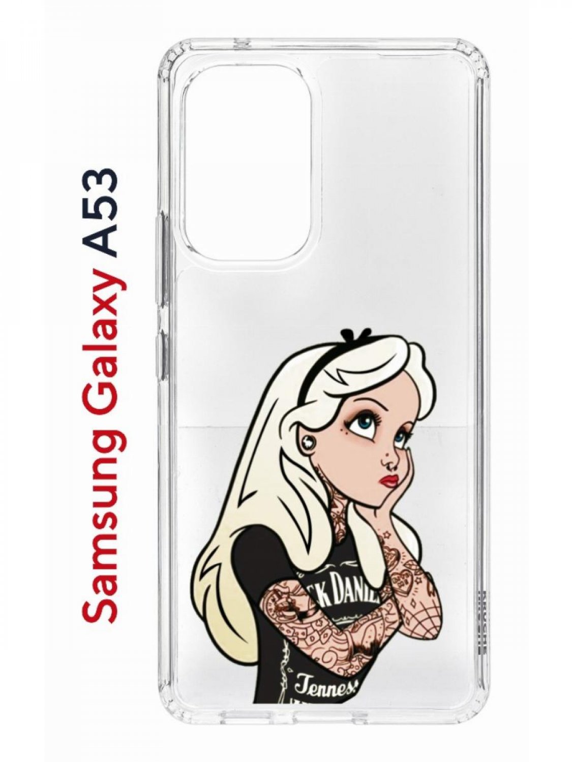 Чехол на Samsung A53 5G Kruche Print Tattoo Girl,противоударный бампер,с защитой камеры