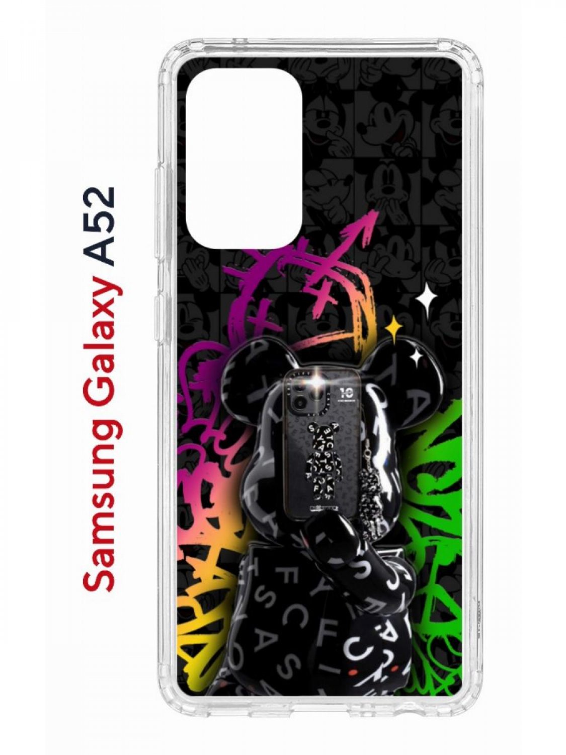 Чехол на Samsung A52 Kruche Print Микки Маус,противоударный бампер,с защитой камеры