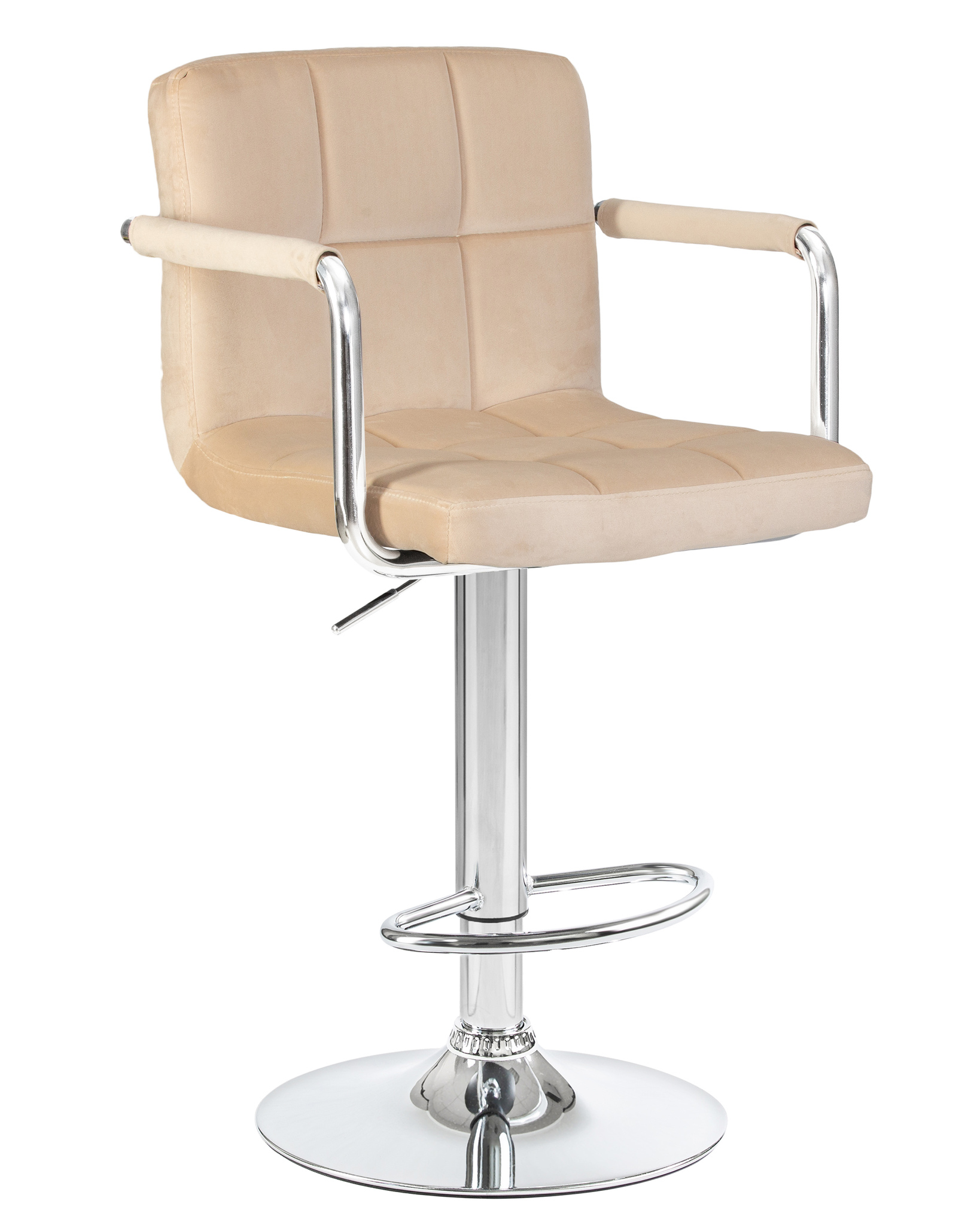 Барный стул Империя стульев KRUGER ARM-D LM-5011 beige velours (MJ9-10), хром/бежевый