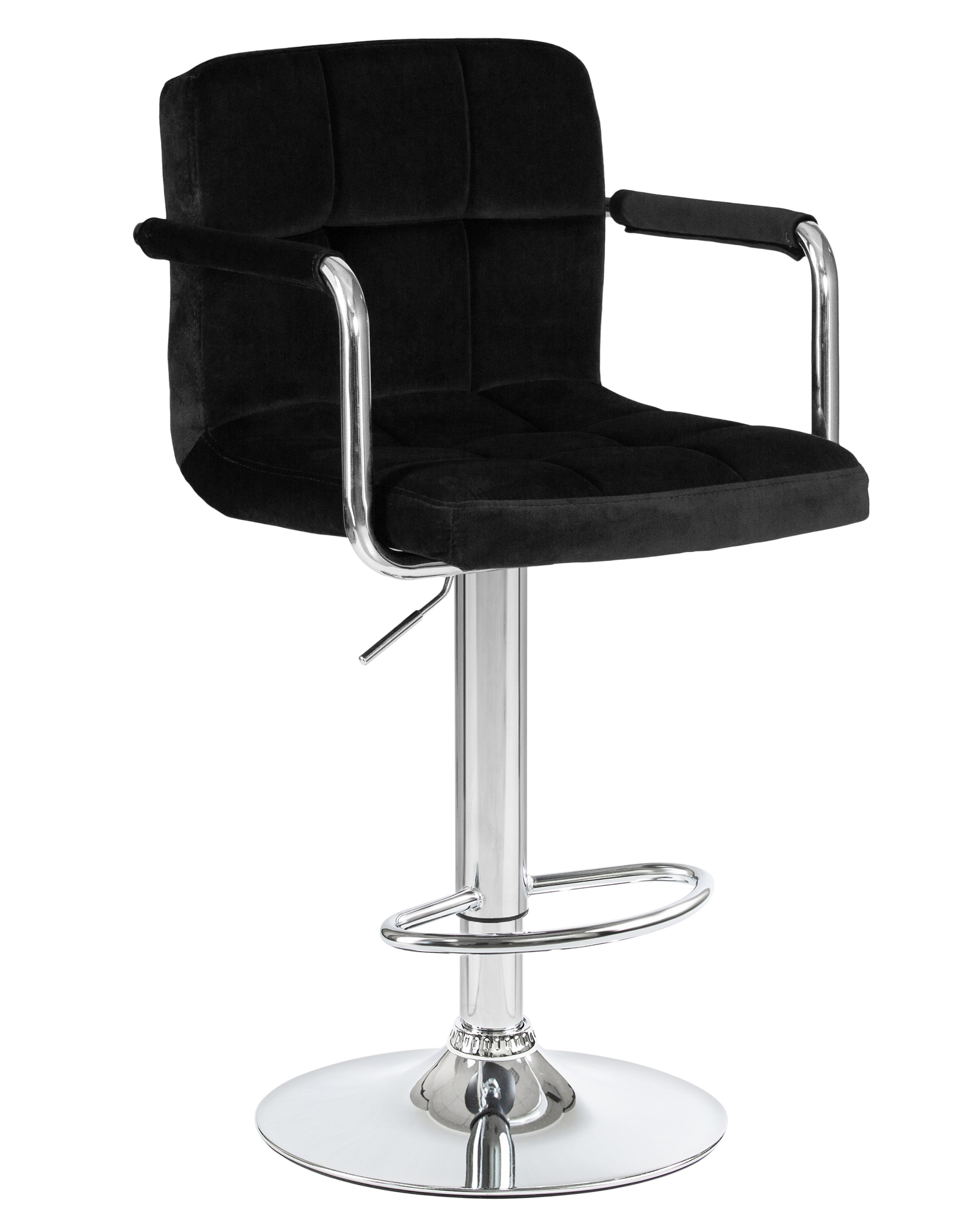 Барный стул Империя стульев KRUGER ARM-D LM-5011 black velours (MJ9-101), хром/черный