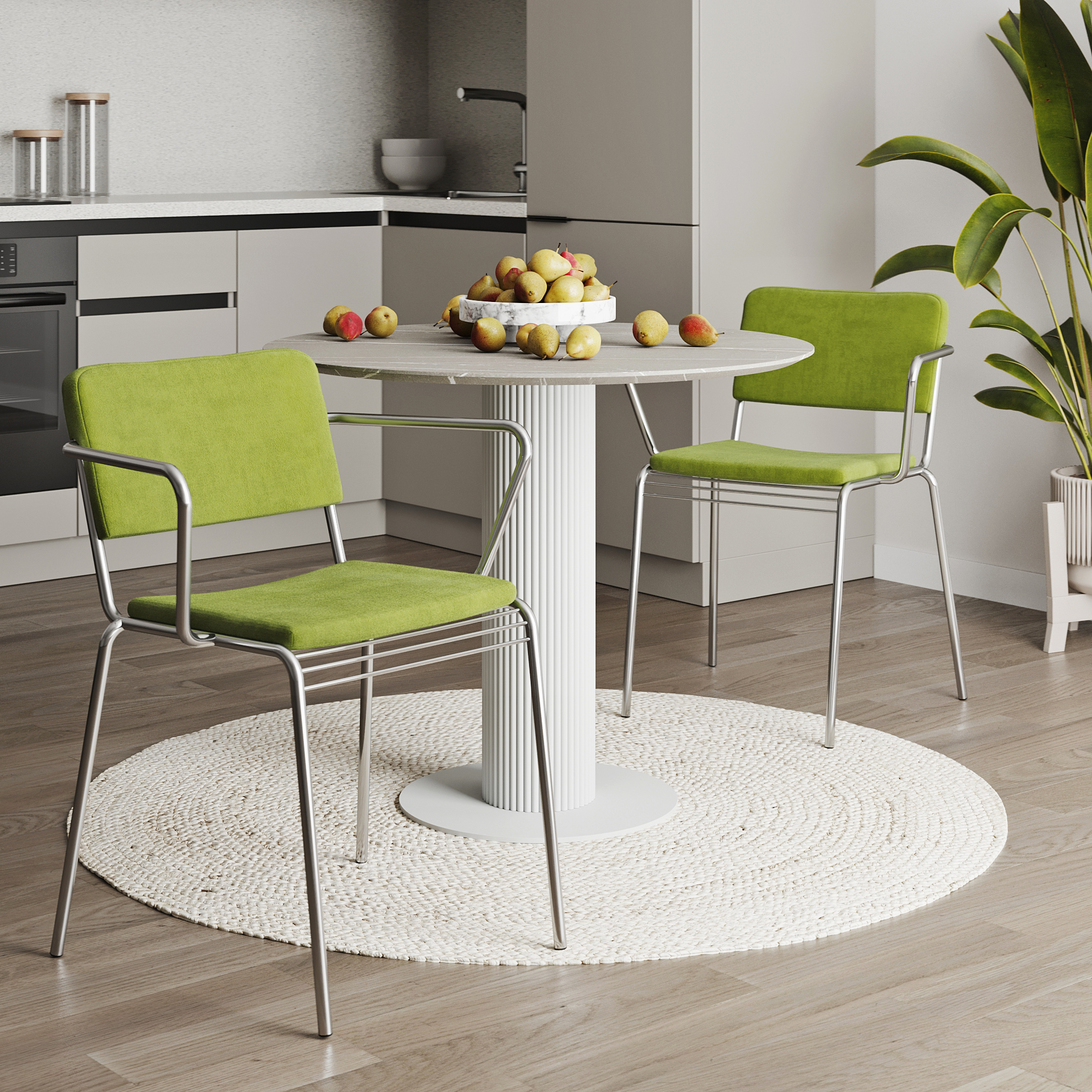 Комплект стульев для кухни ArtCraft Cast LR 2 шт., с мягкими подушками зеленого цвета