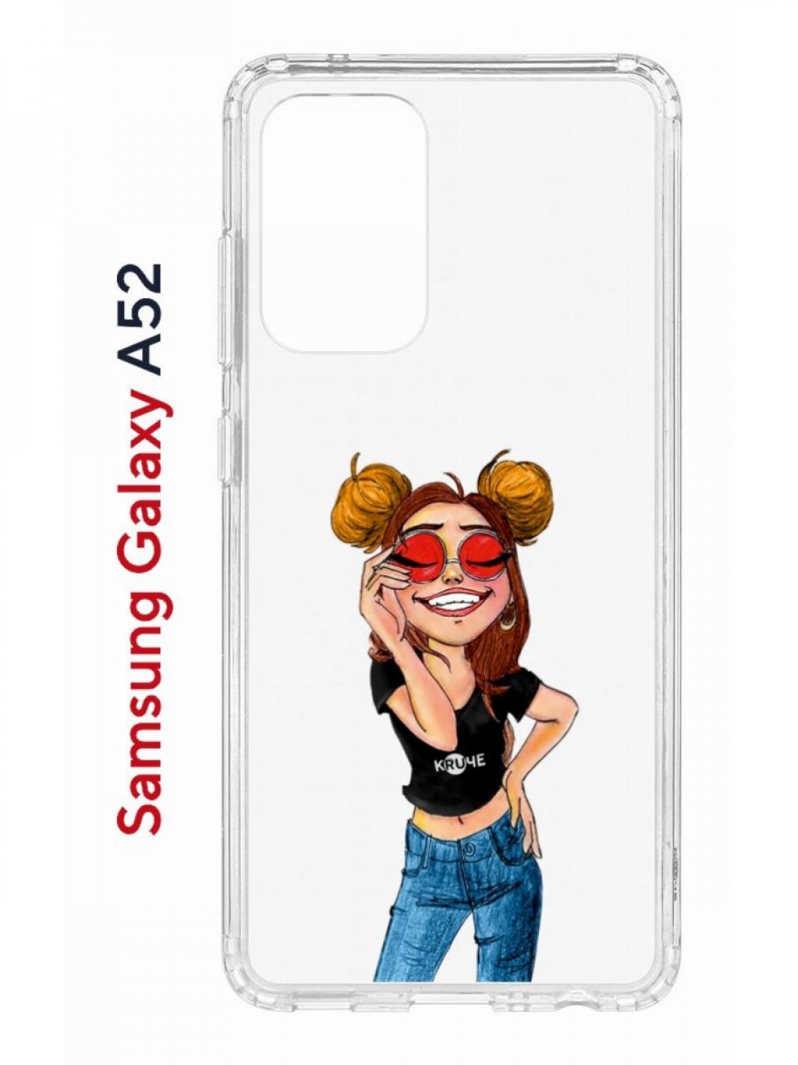 Чехол на Samsung A52 с принтом Kruche Print Smiling,противоударный бампер,с защитой камеры