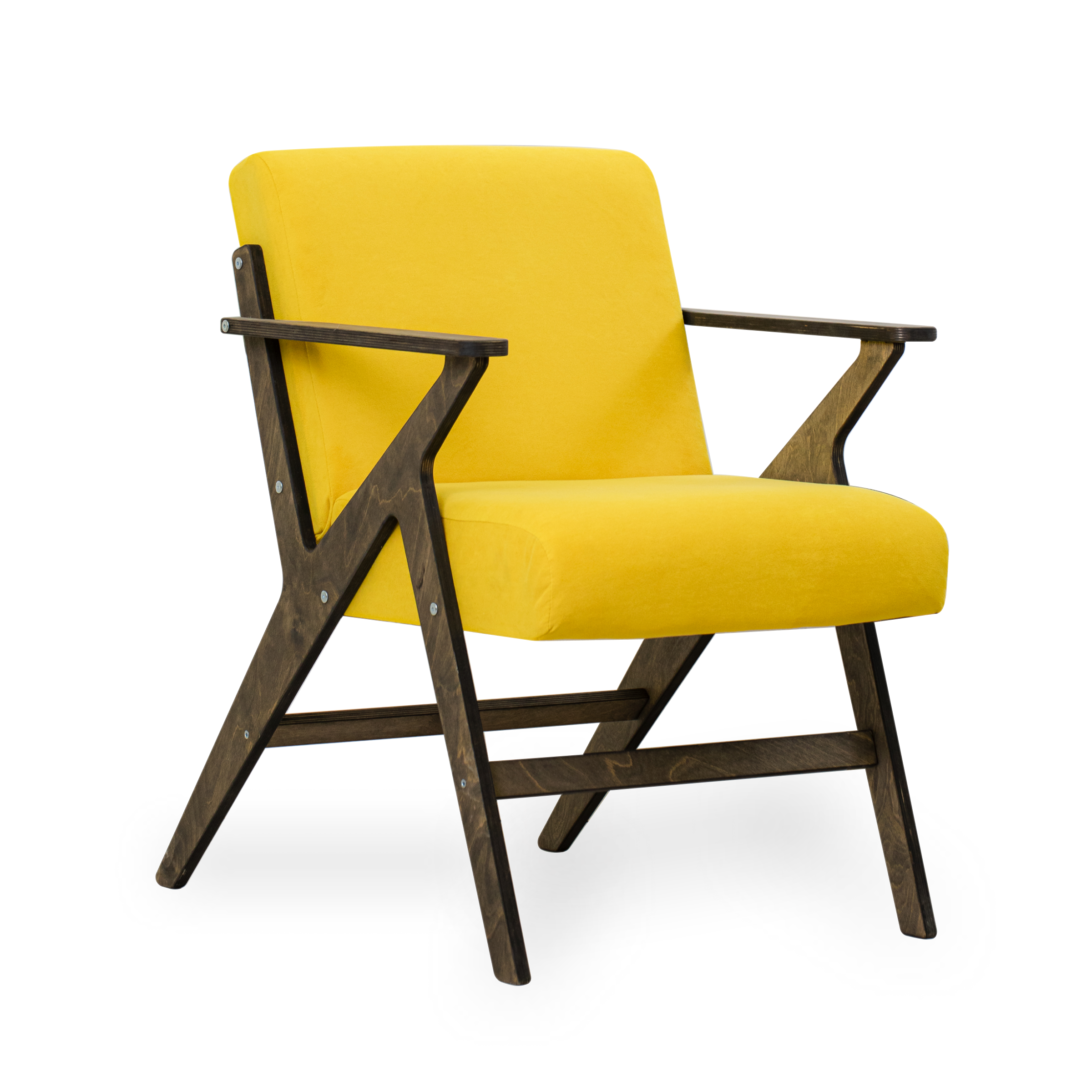 Кресло для отдыха Axioma.woodshop Винтаж 2, темный дуб/желтый