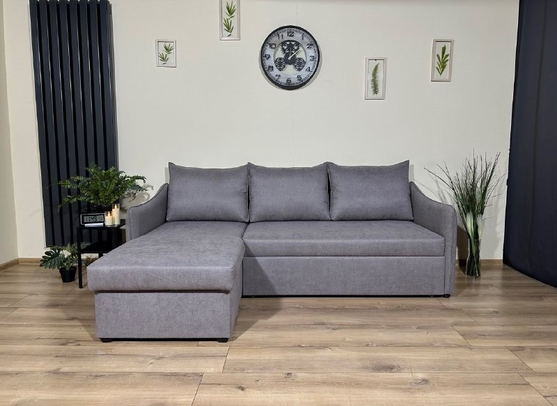 Угловой диван-кровать Home Time Aura 140x200 коричневый велюр, дельфин