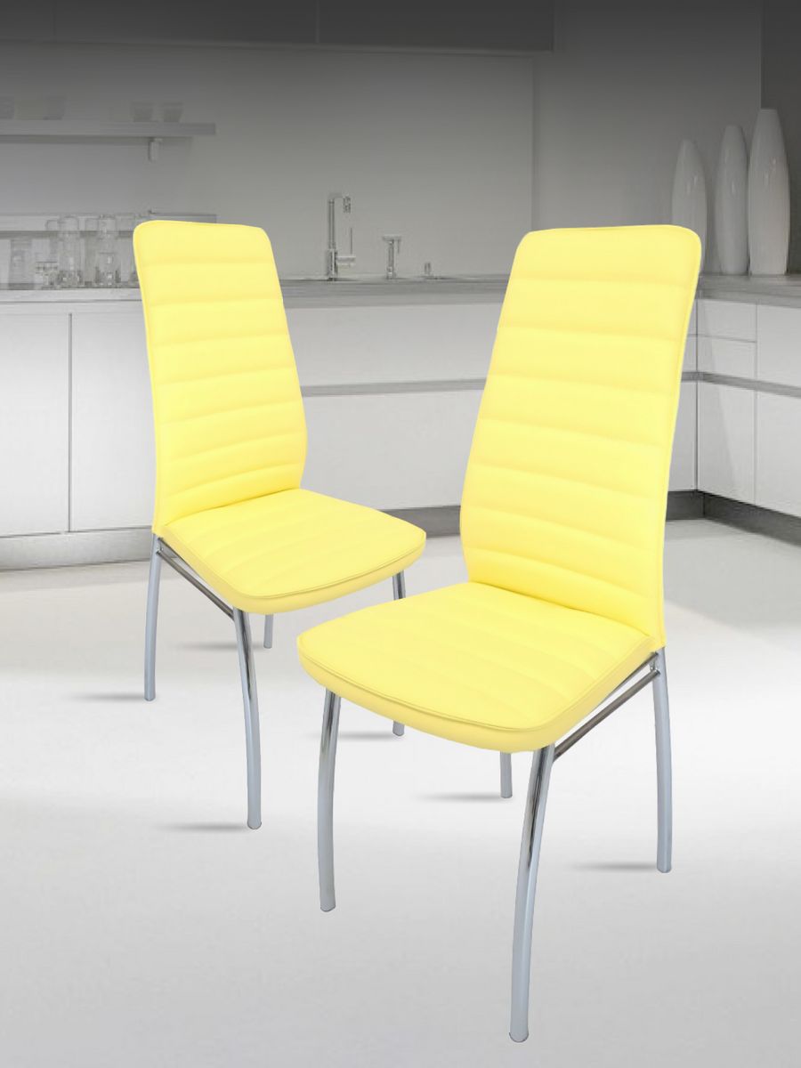 Кухонные стулья мягкие со спинкой Мебель Хром 2 шт желтый