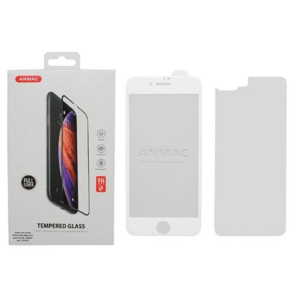 Защитное стекло ANMAC для iPhone 7/8 Plus Full Cover + пленка назад белое