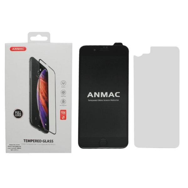 Защитное стекло ANMAC для iPhone 7/8 Plus Full Cover + пленка назад черное