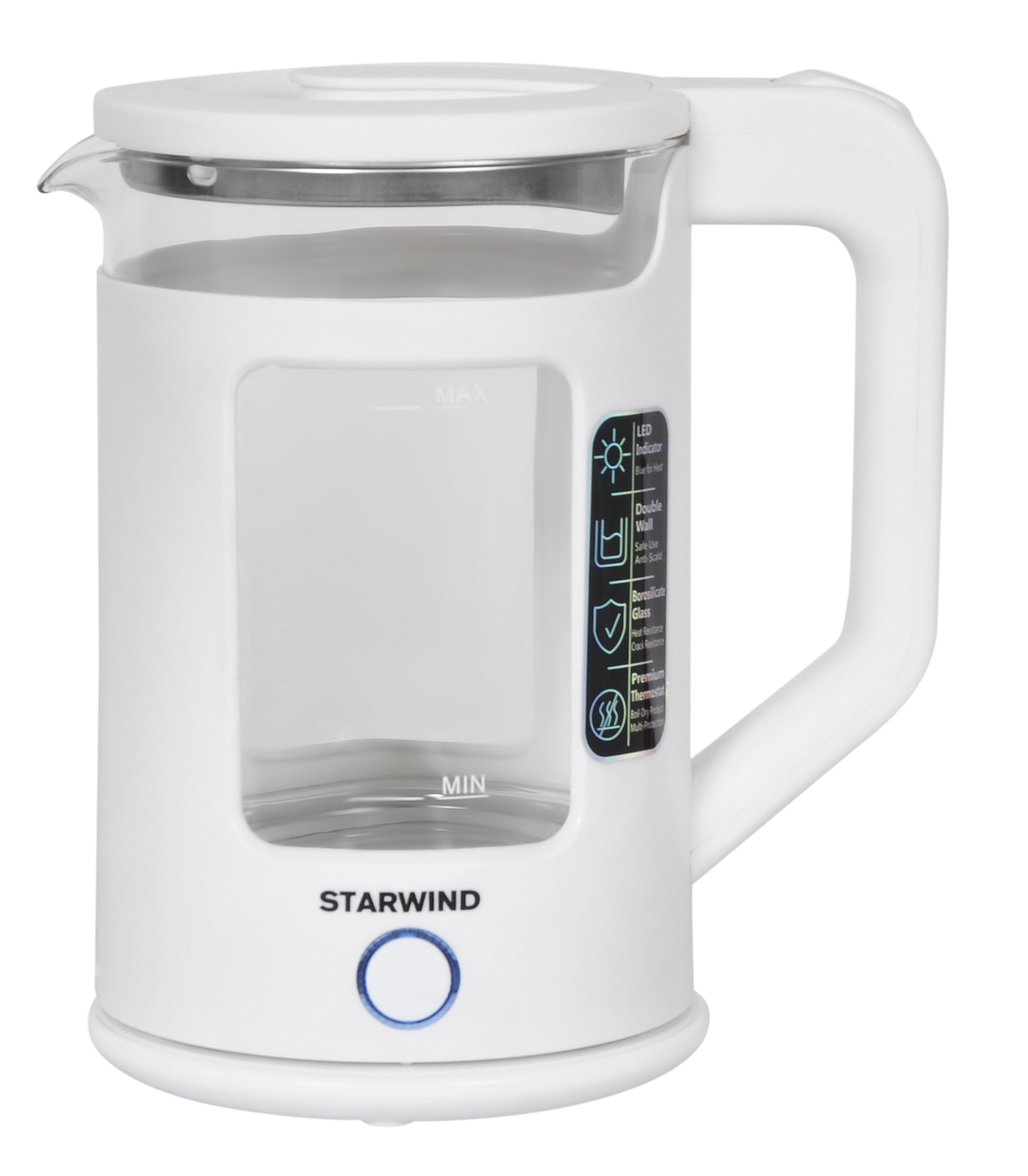 Чайник электрический STARWIND SKG2060 1.5 л White, Transparent
