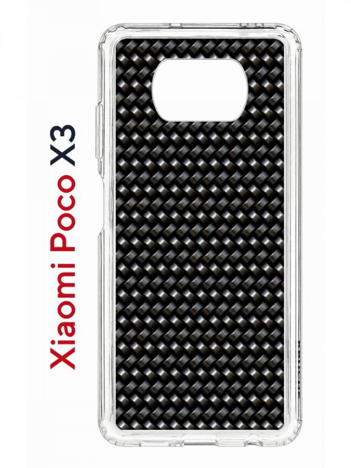 Чехол на Xiaomi Poco X3/X3 Pro Kruche Print Карбон,противоударный бампер с принтом