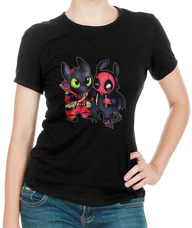 Футболка женская Design Heroes Беззубик и Дэдпул 688-tootpl-1 черная XS