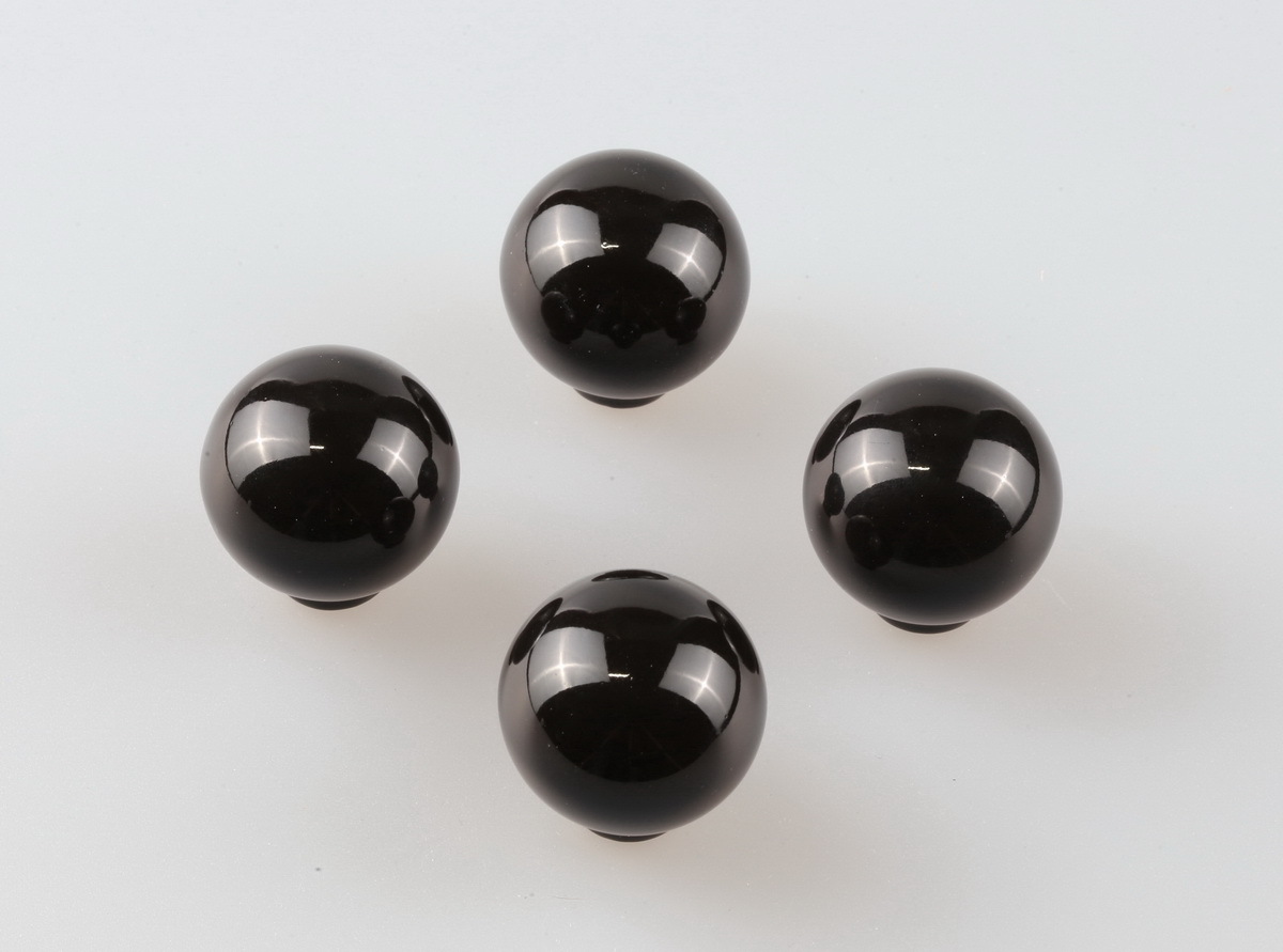 Комплект 4 ручек-кнопок для мебели,  BRANTE RK.1694.32.BK керамика шар чёрный