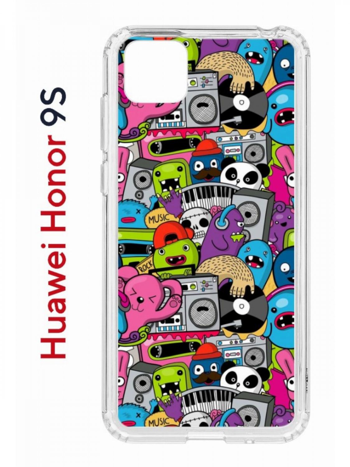 Чехол на Honor 9S, Huawei Y5p 2020 Kruche Print Monsters music, противоударный бампер