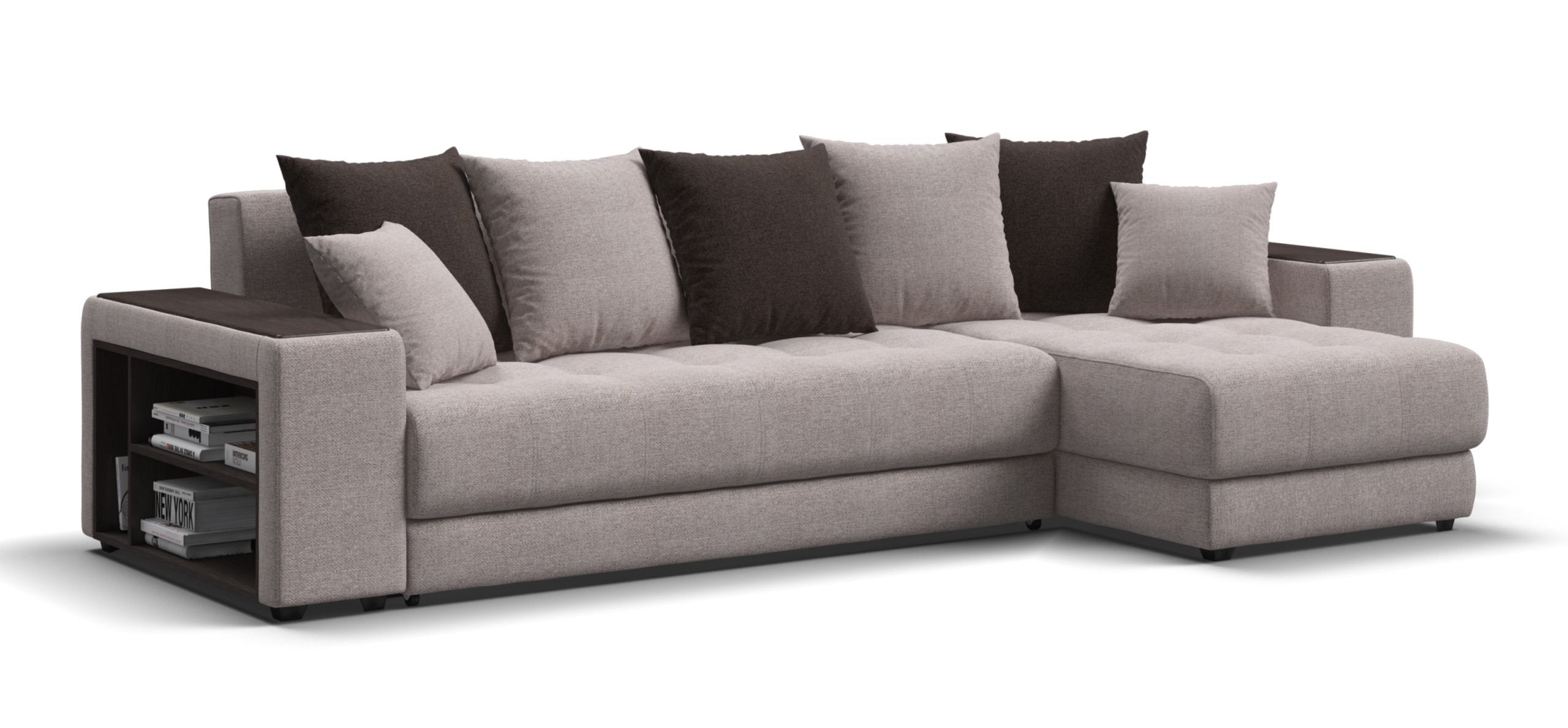 Угловой диван-кровать Много Мебели Дубай 2.0, рогожка Malmo бежевый
