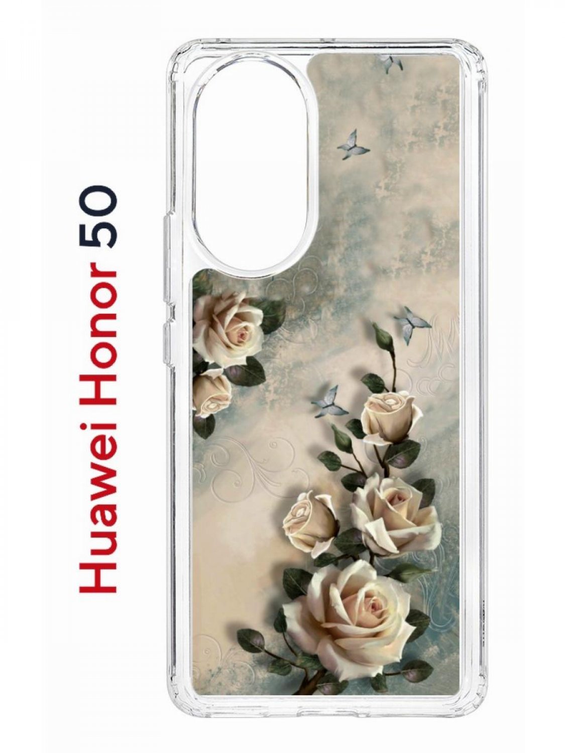 Чехол на Honor 50, Huawei Nova 9 с принтом Kruche Print Белая роза, противоударный бампер