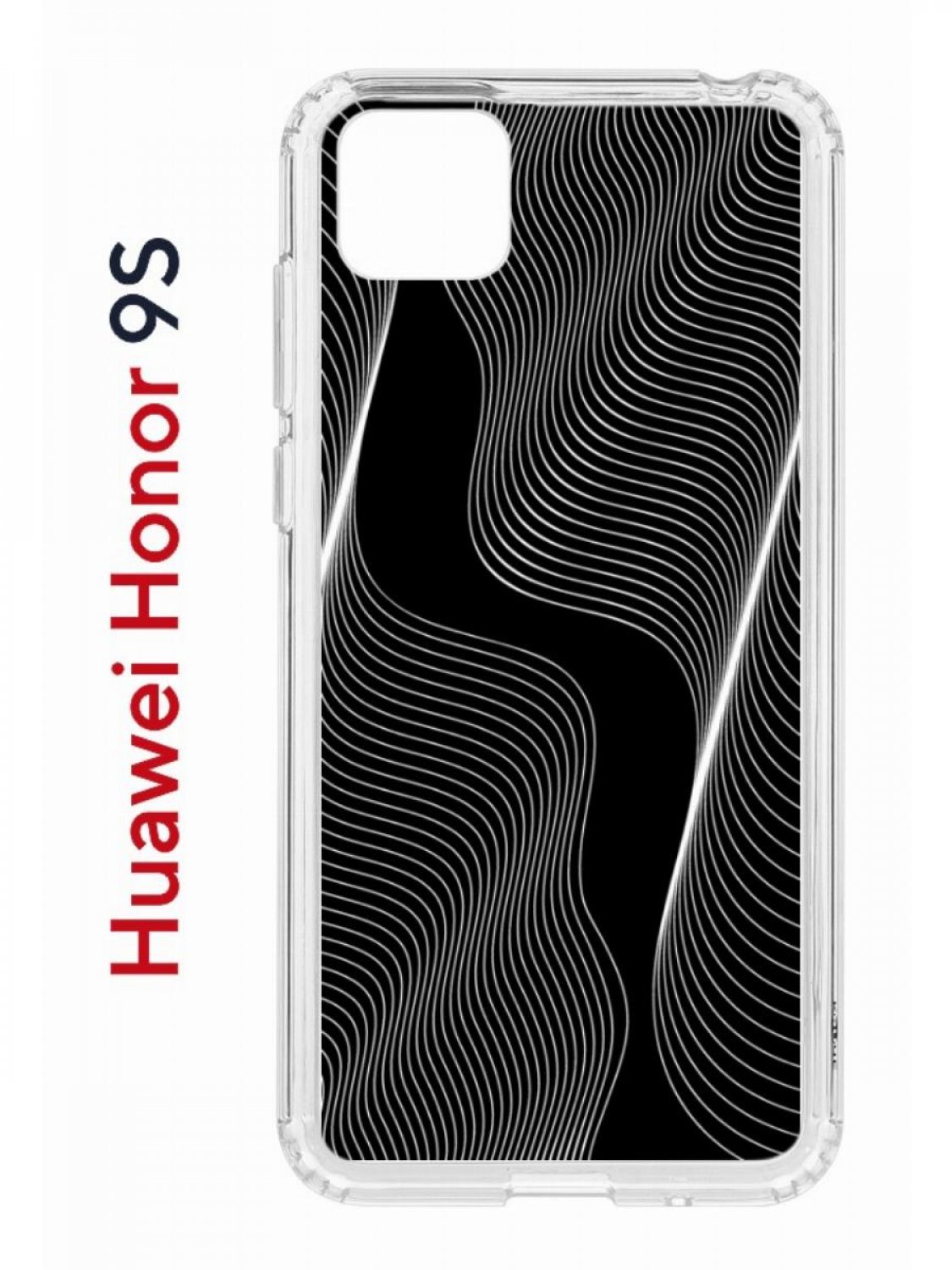 Чехол на Honor 9S, Huawei Y5p 2020 Kruche Print Line black, противоударный бампер