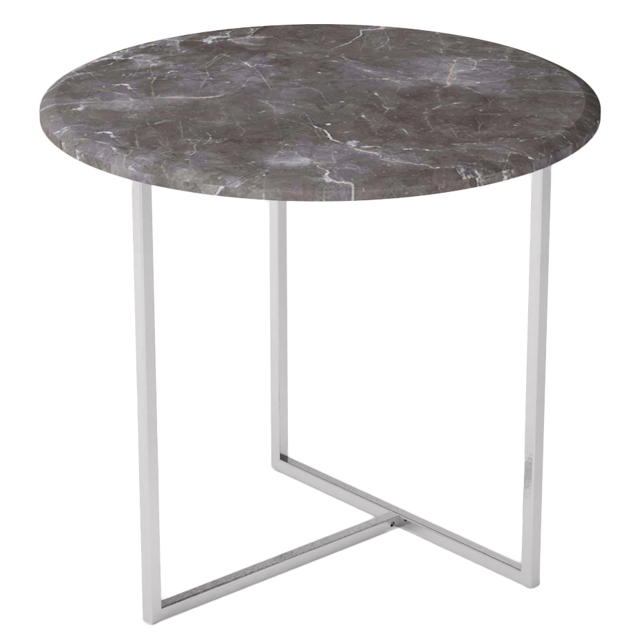 Журнальный стол Мебелик Альбано серый мрамор/хром