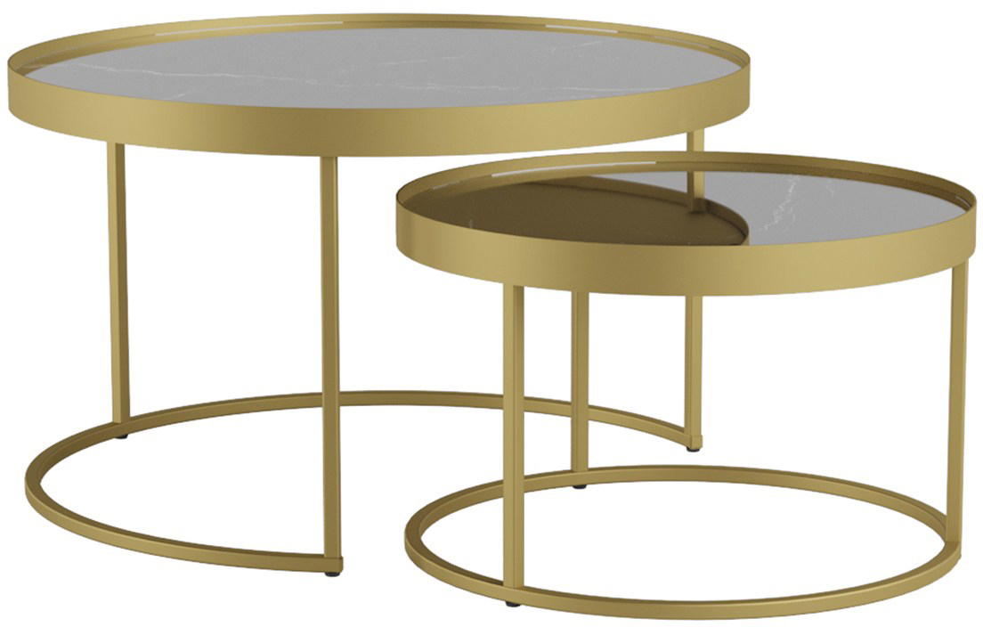 Комплект столов журнальных Калифорния мебель Джуан 550/750 неро/золото