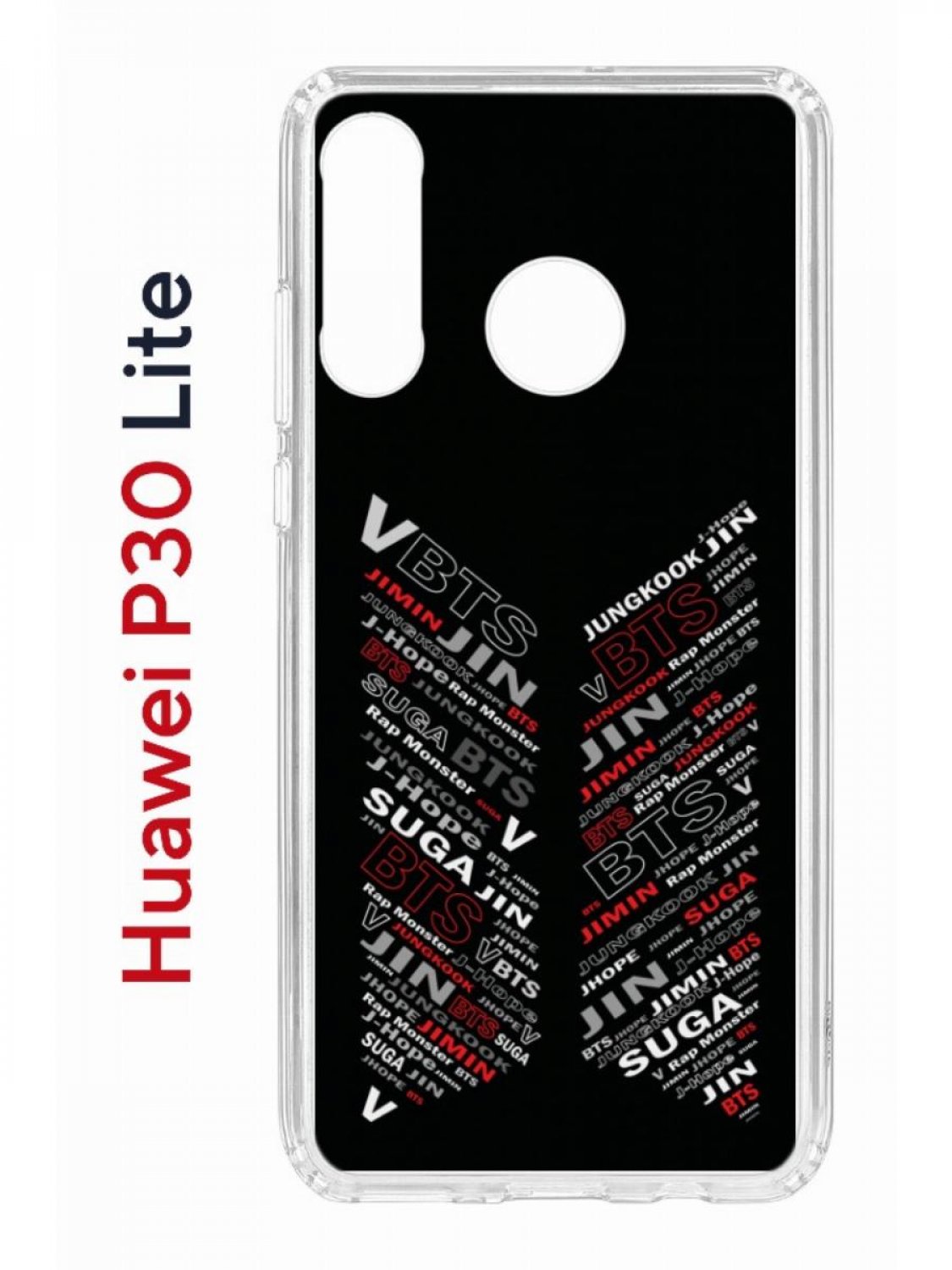 Чехол на Huawei P30 Lite с принтом Kruche Print BTS, противоударный бампер