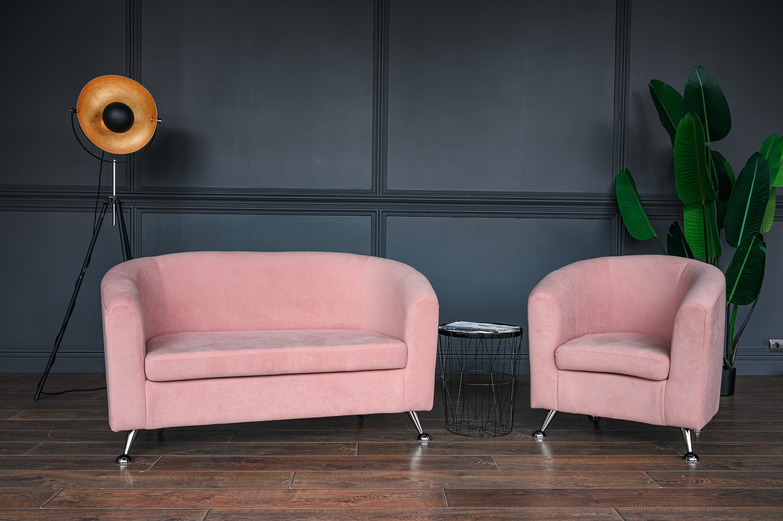 Комплект мягкой мебели BRENDOSS Брамс диван и кресло, розовый