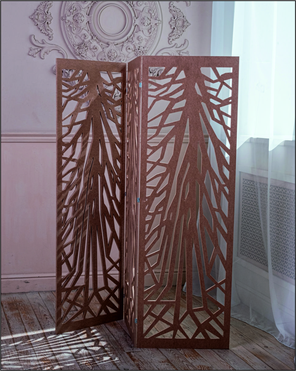 Ширма декоративная 148х150 см, коричневая
