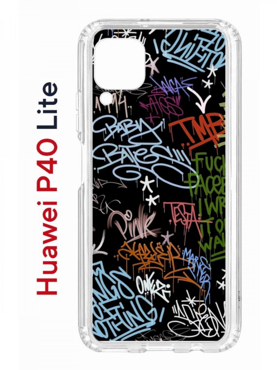 Чехол на Huawei P40 Lite с принтом Kruche Print Граффити, противоударный бампер