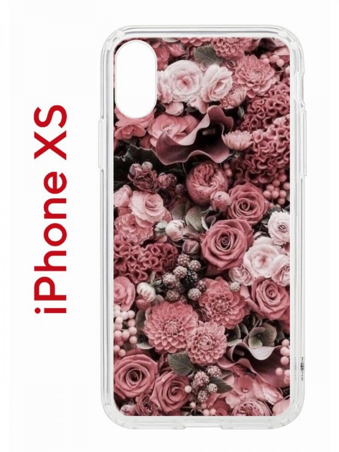 Чехол на iPhone X, Xs с принтом Kruche Print цветы, бампер с защитой камеры