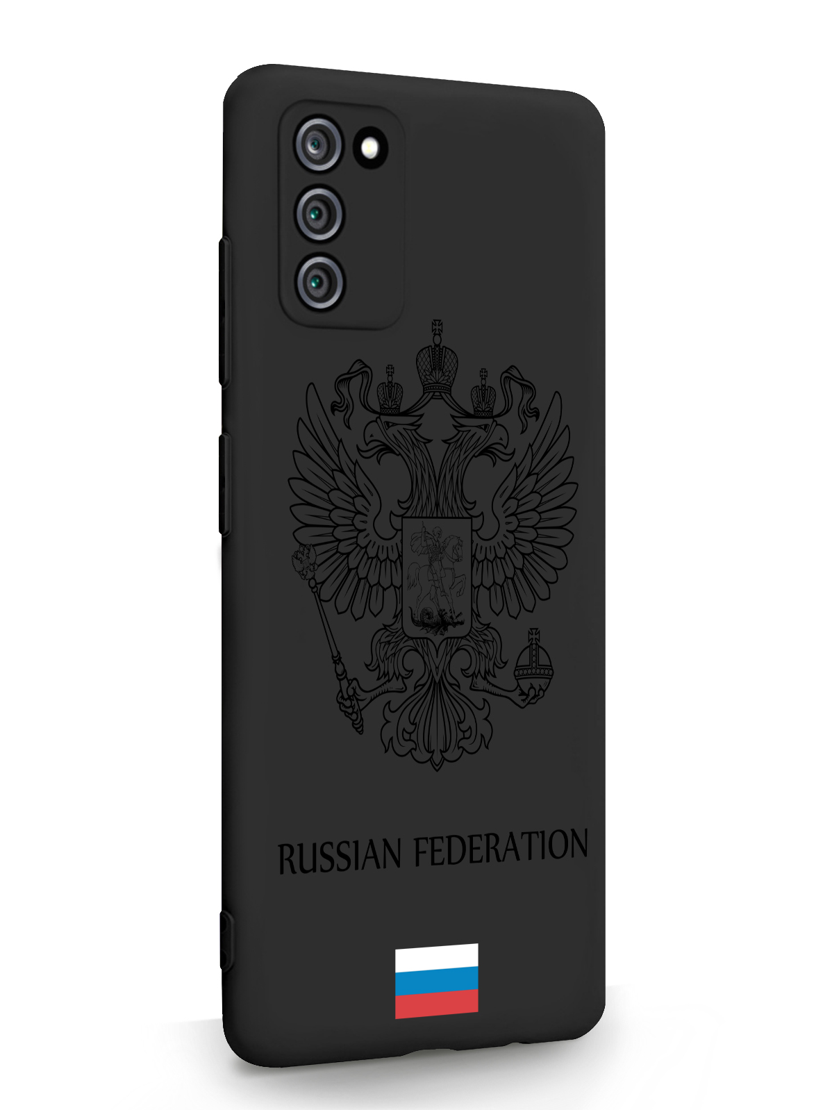Чехол MustHaveCase для Samsung Galaxy A03s Черный лаковый Герб Россия черный