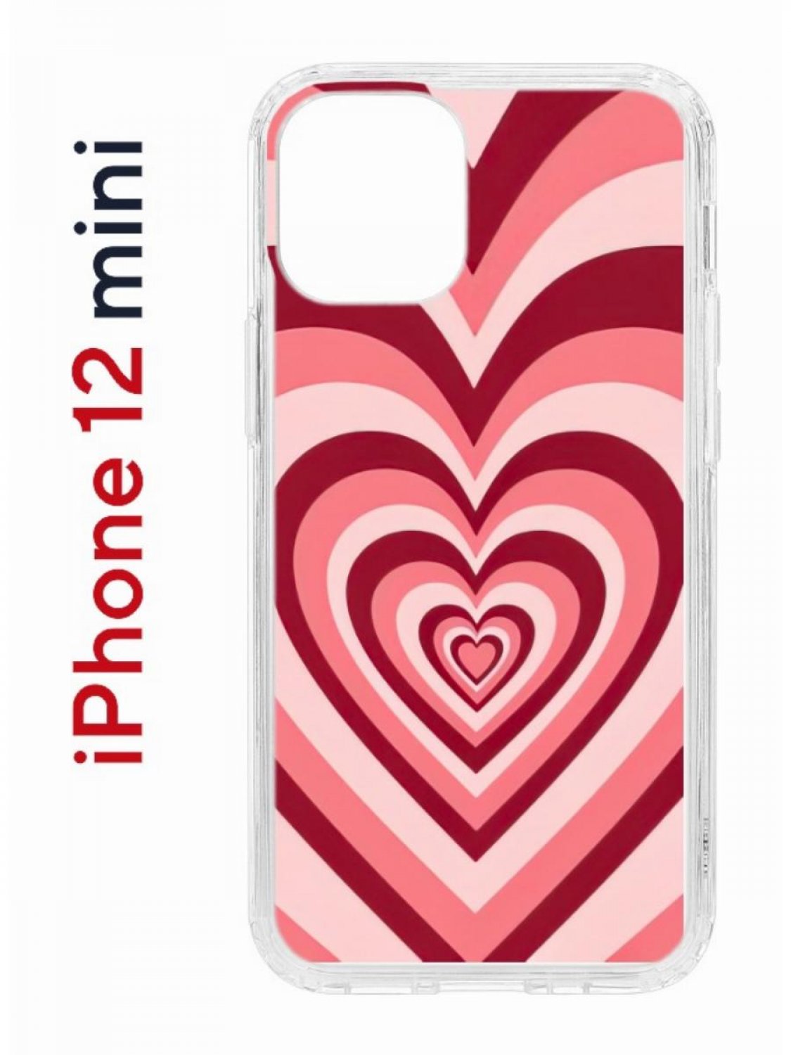 Чехол на iPhone 12 mini с принтом Kruche Print Сердце, бампер с защитой камеры