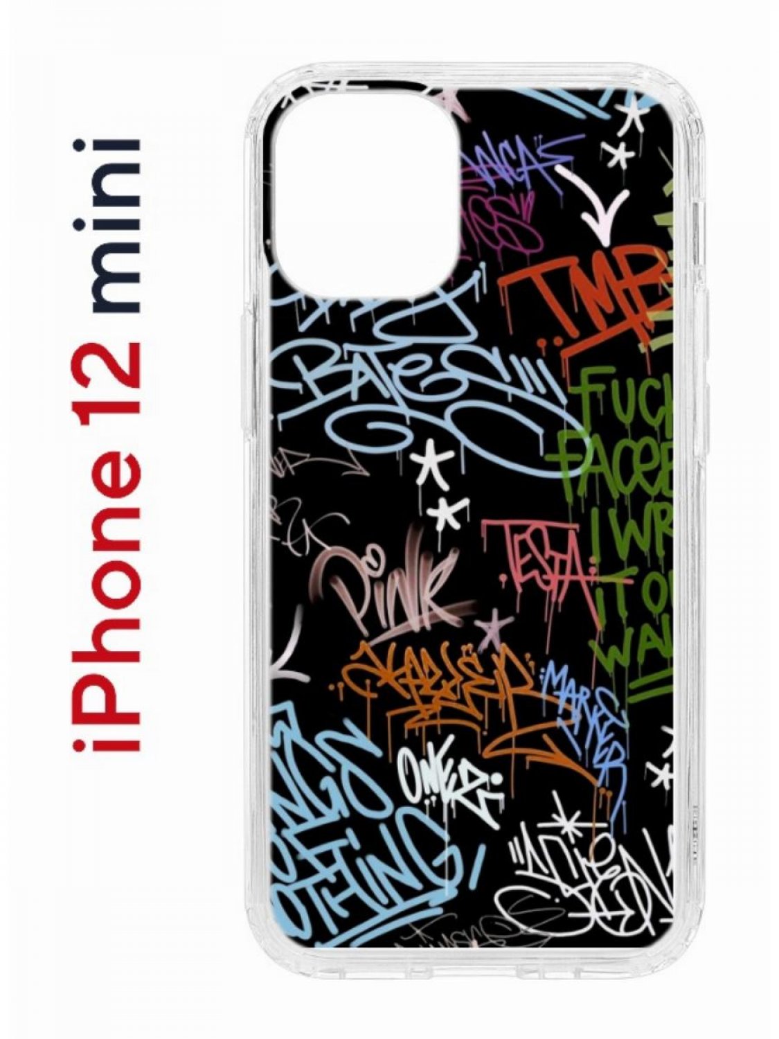 Чехол на iPhone 12 mini с принтом Kruche Print Граффити, бампер с защитой камеры