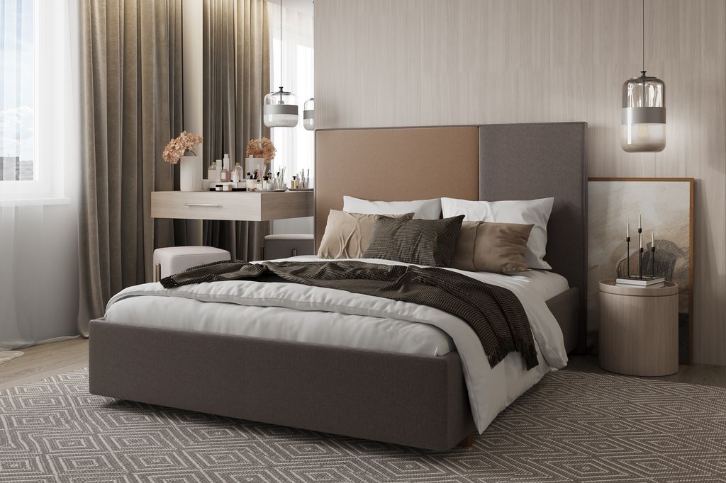 Кровать двуспальная MyCloud Джордан, серый, 160x190см
