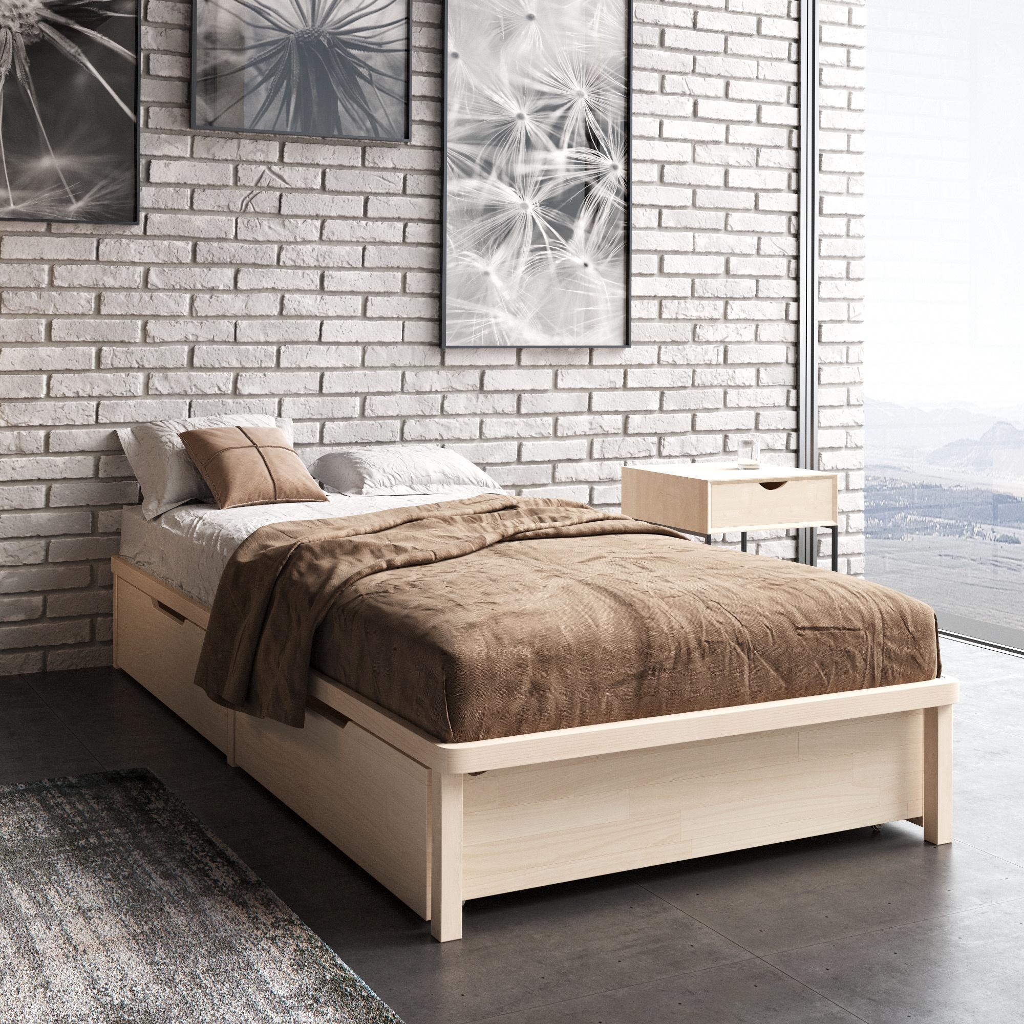Кровать односпальная деревянная Hansales Light Sleep из массива берёзы 120х190 см