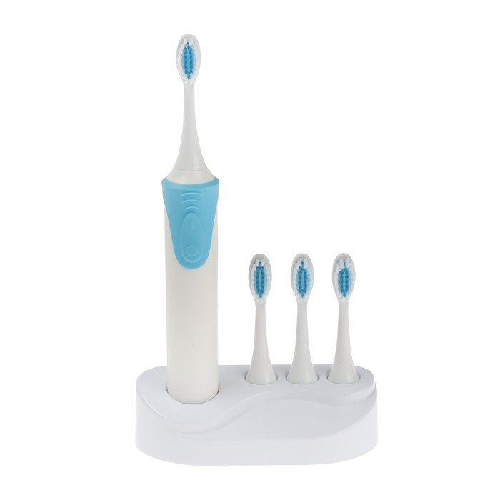 Электрическая зубная щётка Luazon LP-009, вибрационная, 8500 дв/мин, 4 насадки, 2хАА, синя