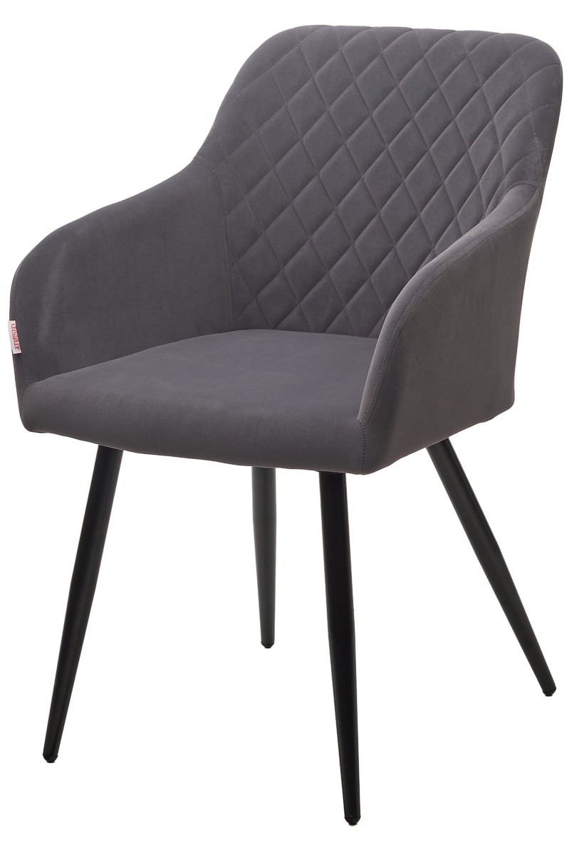 Комплект стульев М-City BRANDY, 2 шт, велюр "беспальчиковый", графит, черный каркас