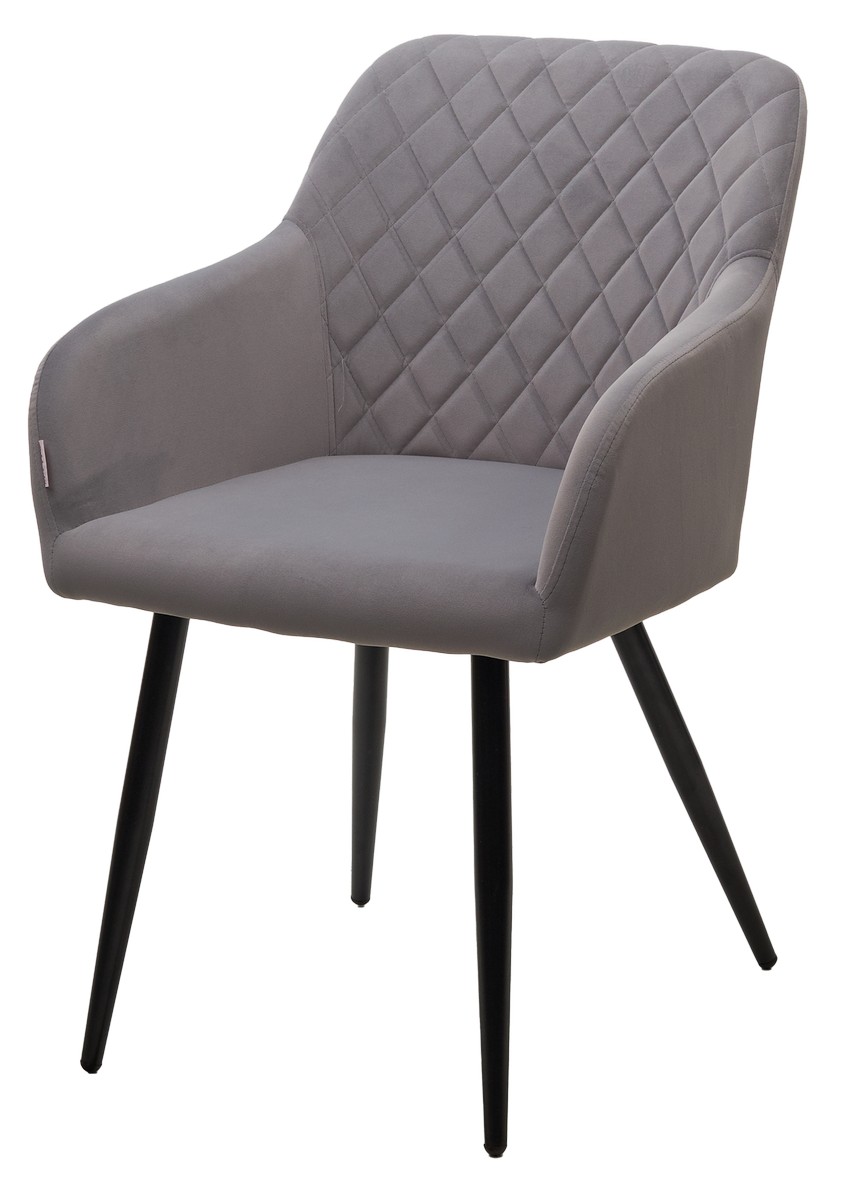 Комплект стульев М-City BRANDY, 2 шт, велюр "беспальчиковый", Серый, черный каркас